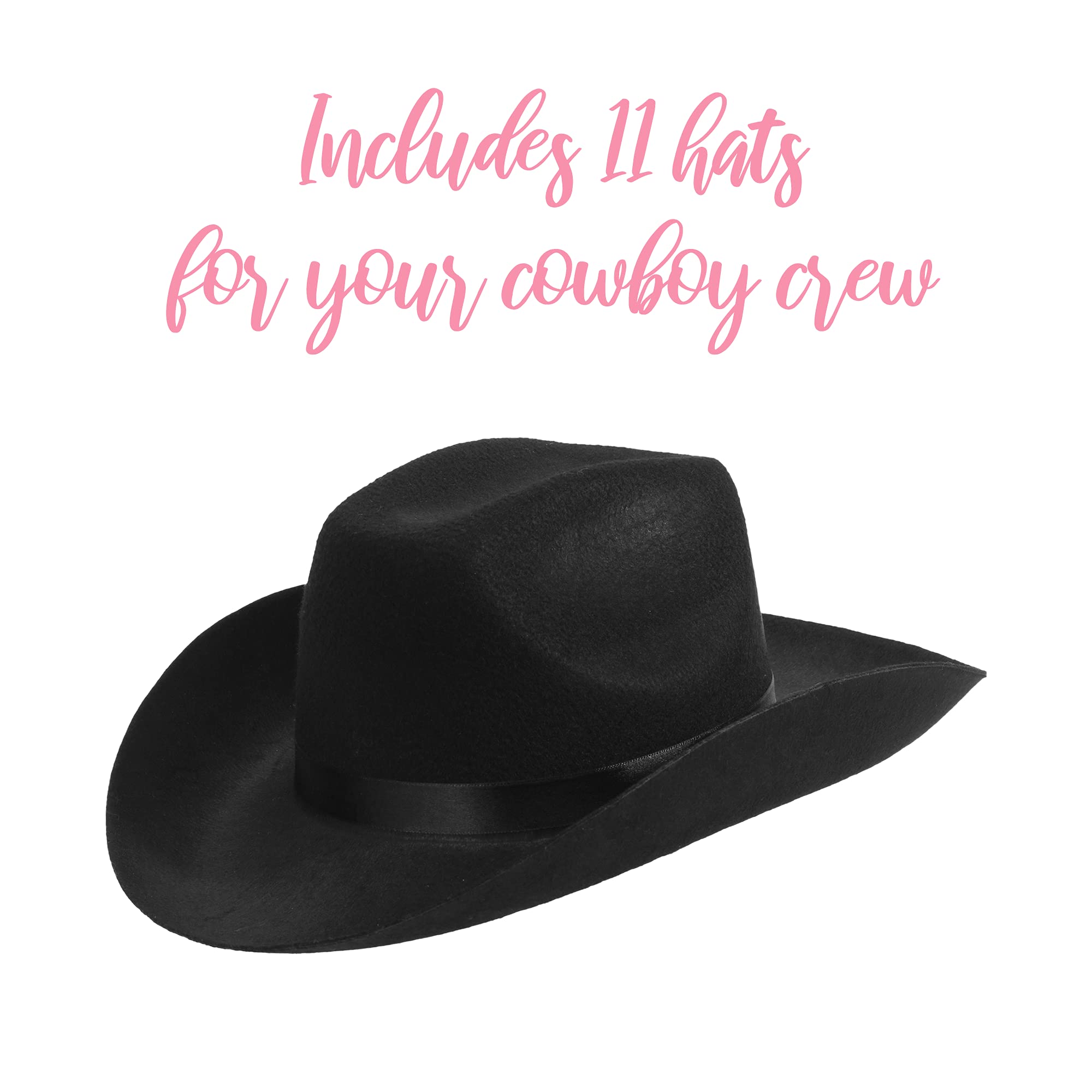 Cowgirl Hats Party Pack | Bride White Cowboy Hat and Black Hats | Women's Bachelorette Party (black, 12 pack)