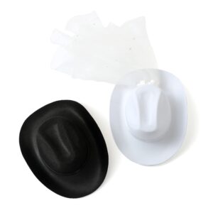 Cowgirl Hats Party Pack | Bride White Cowboy Hat and Black Hats | Women's Bachelorette Party (black, 12 pack)