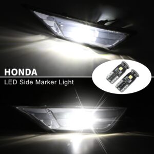 Rui Xin 213 Turn Signal LED Bulb Front Side Marker Light Kit Compatible With 2016-up Honda Civic Sedan/Coupe/Hatchback, Replace OEM Sidemarker Lamps