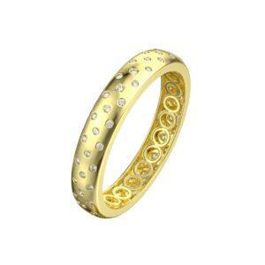 topgrillz 14k gold plated inlaid round cz diamond wedding band statement ring for men and women (gold, 10)