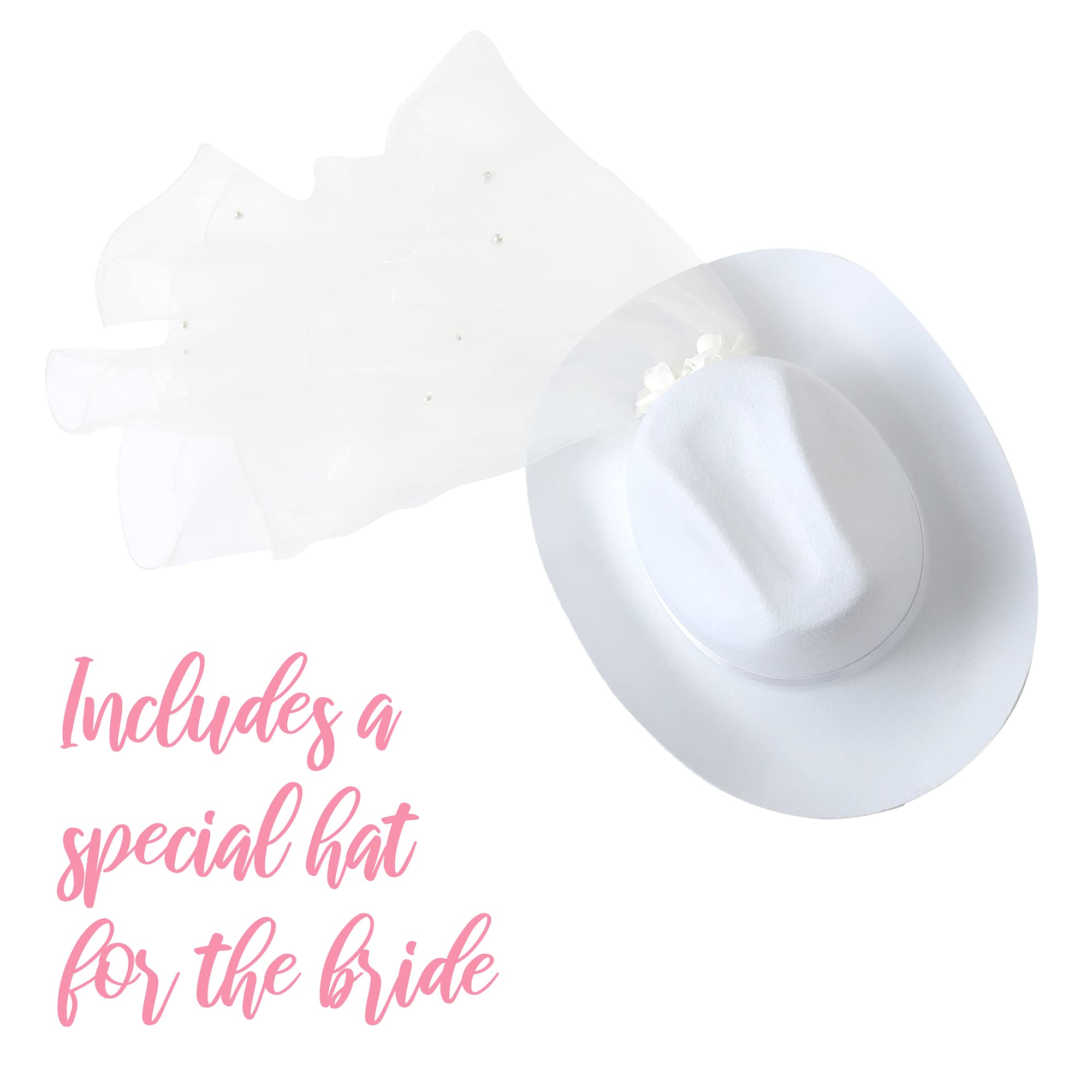 Cowgirl Hats Party Pack | Bride White Cowboy Hat and Black Hats | Women's Bachelorette Party (black, 12 pack)