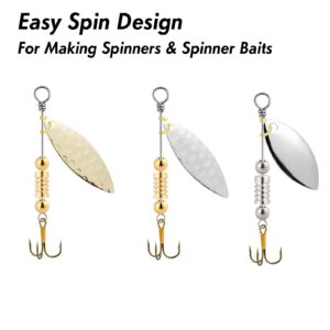 Dr.Fish 100 Pack Folded Clevises for Fishing Spinner Making, Lure Making Accessories Spinnerbait Spinner Blade Walleye Rig Alabama Rig Freshwater Inline Spinner Brass