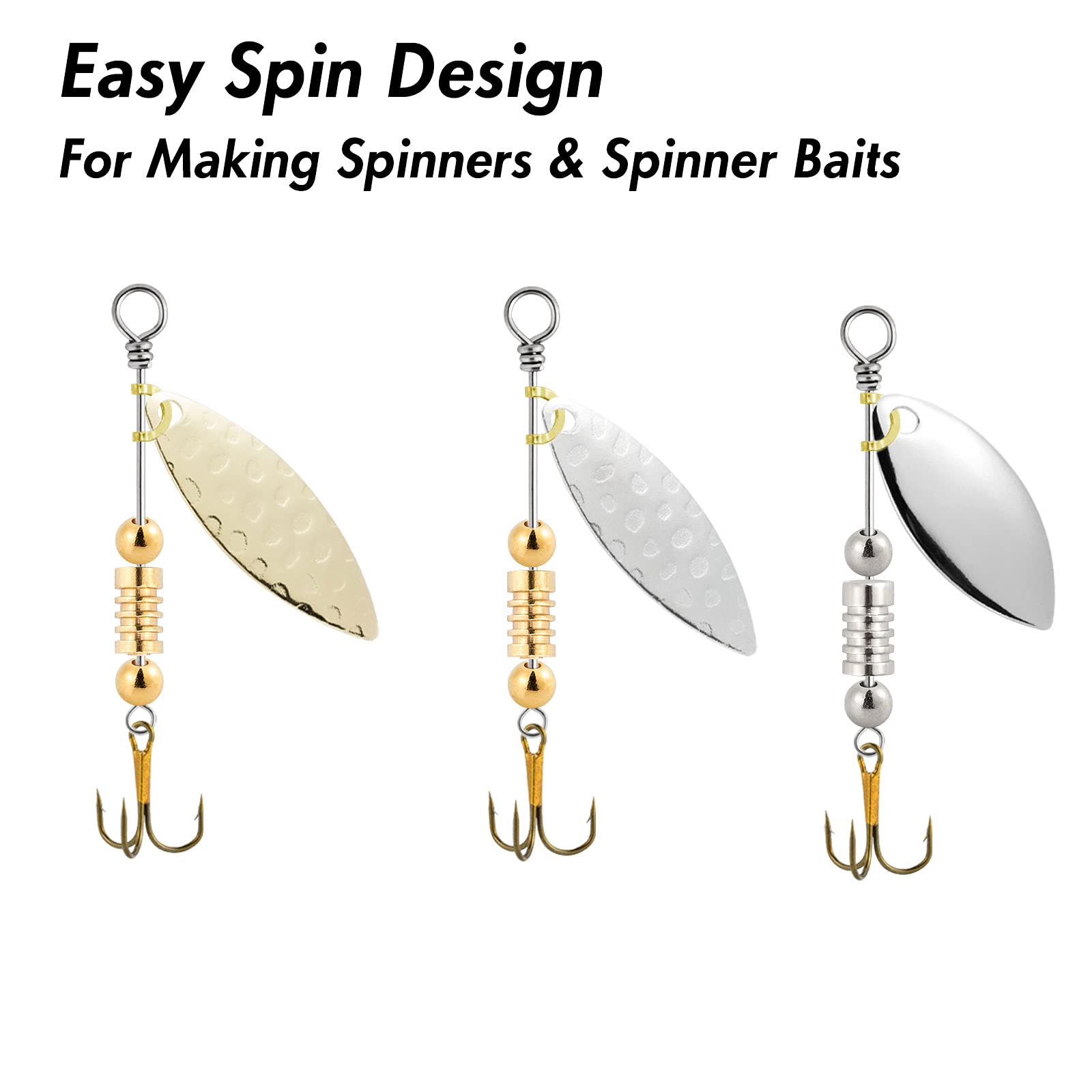 Dr.Fish 100 Pack Folded Clevises for Fishing Spinner Making, Lure Making Accessories Spinnerbait Spinner Blade Walleye Rig Alabama Rig Freshwater Inline Spinner Brass