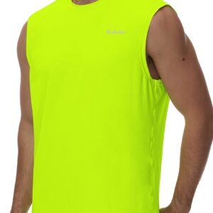 Cakulo Men's Workout Swim Sleeveless Shirts Quick Dry Beach Pool Tech Running Athletic Exercise Muscle Bodybuilding Basketball Summer Joggers Tank Top Big and Tall Neon Yellow 3XL