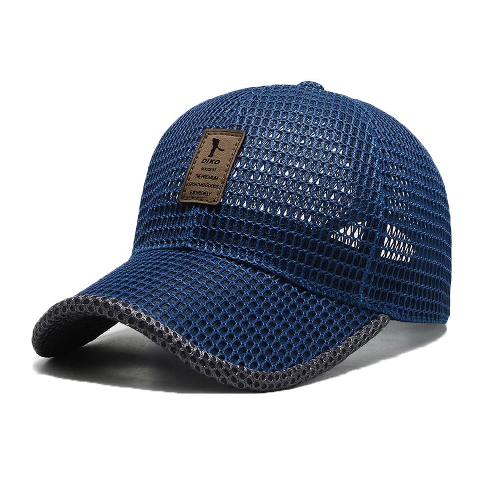 FASHIXD Summer Mesh Baseball Cap for Men Women Trucker Mesh Hat Baseball Hats Outdoor Sports Running hat (1-Blue)