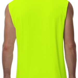 Cakulo Men's Workout Swim Sleeveless Shirts Quick Dry Beach Pool Tech Running Athletic Exercise Muscle Bodybuilding Basketball Summer Joggers Tank Top Big and Tall Neon Yellow 3XL