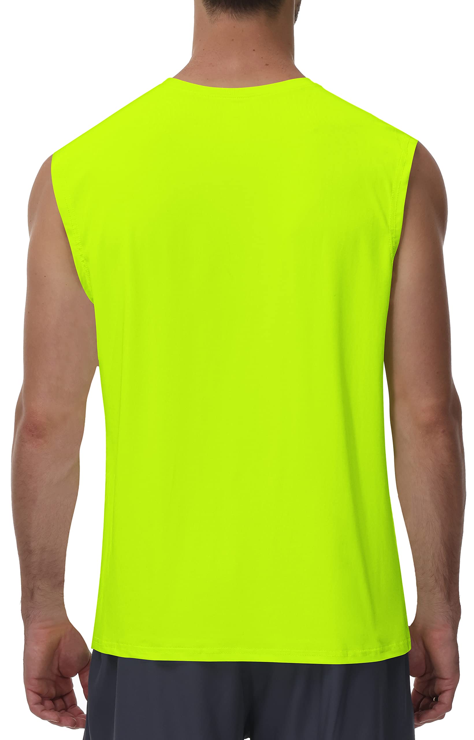 Cakulo Men's Workout Swim Sleeveless Shirts Quick Dry Beach Pool Tech Running Athletic Exercise Muscle Bodybuilding Basketball Summer Joggers Tank Top Big and Tall Neon Yellow 3XL