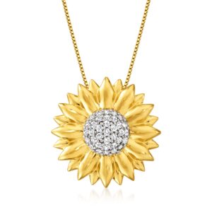 ross-simons 0.70 ct. t.w. white topaz sunflower pendant necklace in 18kt gold over sterling. 18 inches