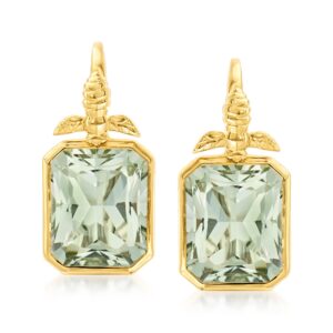 ross-simons 9.00 ct. t.w. prasiolite bumblebee drop earrings in 18kt gold over sterling