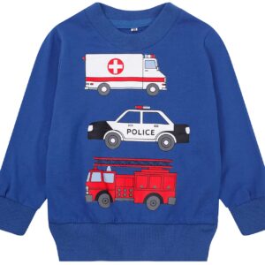 Akyzic Boys Sweatshirts Fire Police Car Long Sleeve Crewneck Pullover Shirts Toddler Tops for Kids 4t(Police Car-8065 110)