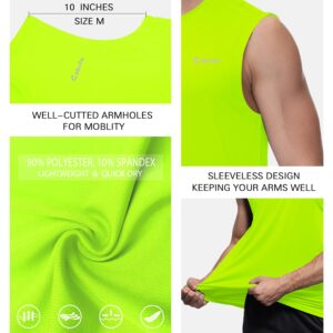 Cakulo Men's Workout Swim Sleeveless Shirts Quick Dry Beach Pool Tech Running Athletic Exercise Muscle Bodybuilding Basketball Summer Joggers Tank Top Big and Tall Neon Yellow 3XL