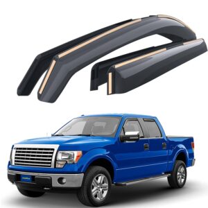 goodyear shatterproof in-channel window deflectors for trucks ford f-150 2009-2014 supercrew, rain guards, window visors for cars, vent deflector, truck accessories, 4 pcs- gy003405lp