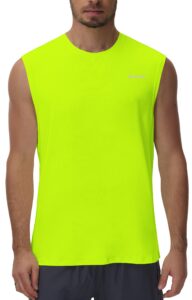 cakulo men's workout swim sleeveless shirts quick dry beach pool tech running athletic exercise muscle bodybuilding basketball summer joggers tank top big and tall neon yellow 3xl