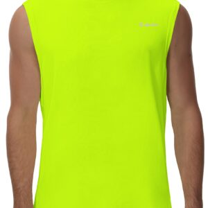 Cakulo Men's Workout Swim Sleeveless Shirts Quick Dry Beach Pool Tech Running Athletic Exercise Muscle Bodybuilding Basketball Summer Joggers Tank Top Big and Tall Neon Yellow 3XL