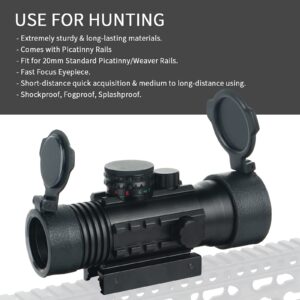 ToopMount 4x33 Scope Tactical Optics Red & Green 1/4 MOA Half Mil Dot Reticle Illuminated Adjustable Optics Fully Multi-Coated Sight Scope with Picatinny Rail Mount