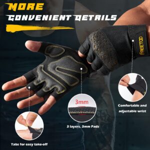 FREETOO Workout Gloves for Men 2021 Latest, [Full Palm Protection] [Ultra Ventilated] Weight lifting Gloves with Cushion Pads and Silicone Grip Gym Gloves Durable Training gloves for Exercise Fitness