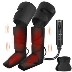 cincom leg massager, leg compression massager with heat for circulation and pain relief air compression foot calf thigh massager with handheld controller