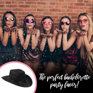 Cowgirl Hats Party Pack | Bride White Cowboy Hat and Black Hats | Women's Bachelorette Party (black, 12 pack)