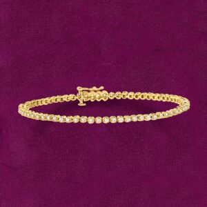 Ross-Simons 1.00 ct. t.w. Diamond Tennis Bracelet in 18kt Gold Over Sterling. 7 inches