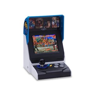 neogeo mini arcade international version, 40 pre-loaded classic snk games:the king of the fighters / metal slug and more, built-in clearly 3.5”lcd screen, hdmi and 2 gamepad ports