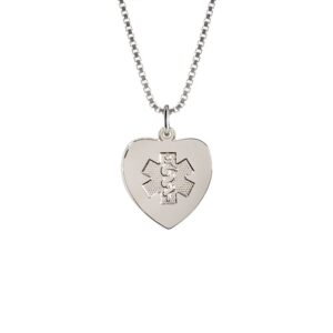 sterling silver heart charm necklace box chain, 24-inch