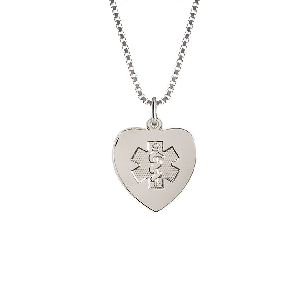 Sterling Silver Heart Charm Necklace Box chain, 24-inch