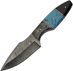 szco supplies 8" horn and turquoise handle outdoor hunting knife with sheath