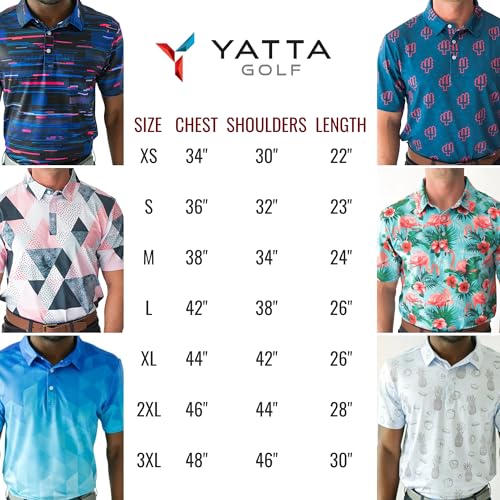 YATTA GOLF Athletic Performance Golf Shirt for Men - (3X-Large) - Dry-fit Comfort, Moisture Wicking, 4-Way Stretch, Short Sleeve Casual Polo Shirt