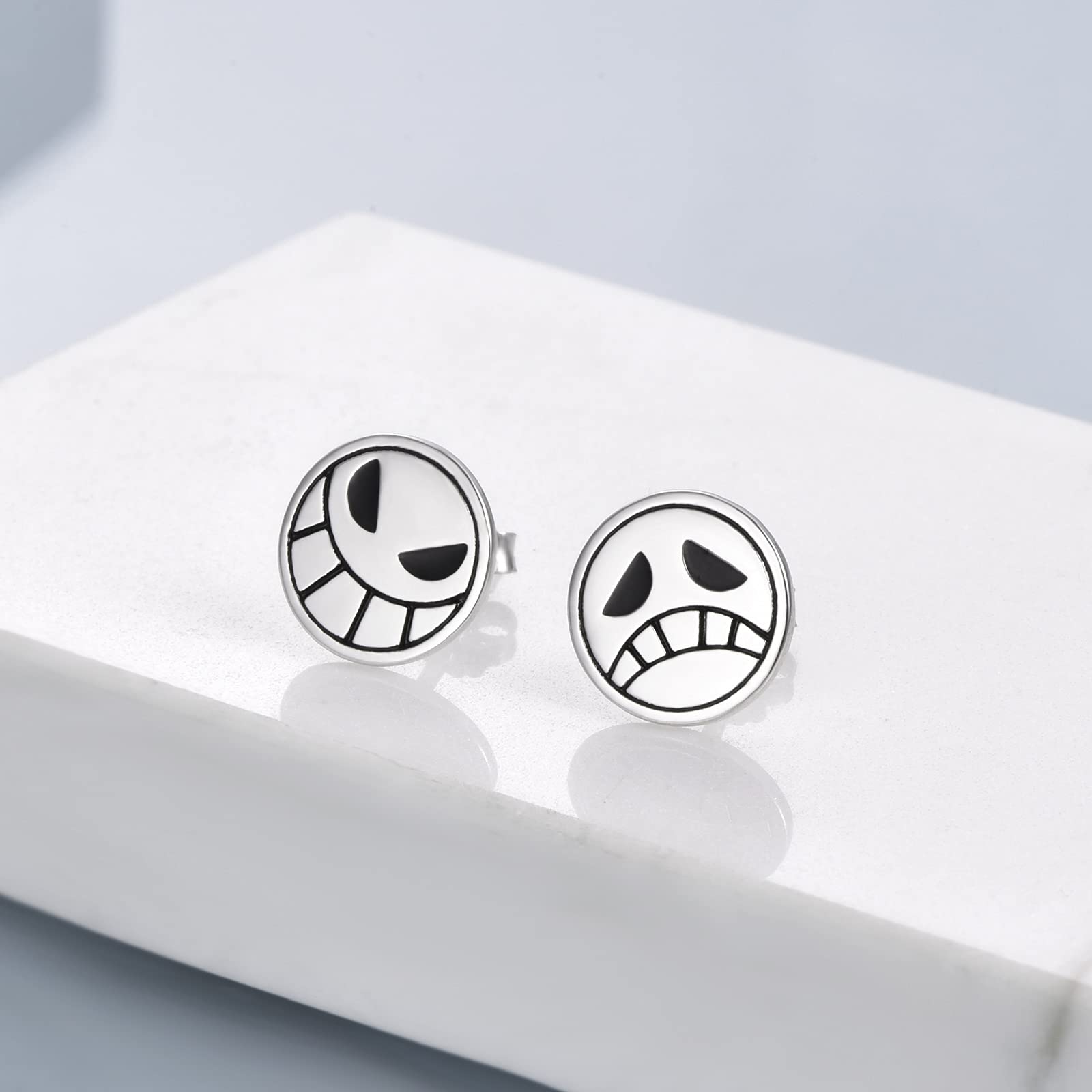 Anime Ace Stud Earrings 925 Sterling Silver Anime Earrings for Women Man