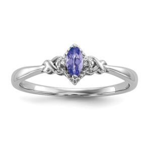 diamond2deal 925 sterling silver marquise cut tanzanite and diamond engagement ring 0.13 cttw