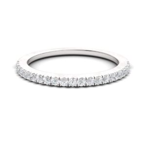 Diamondere Natural and Certified Diamond Wedding Ring in 14K White Gold | 0.39 Carat Half Eternity Stackable Band for Women, US Size 5