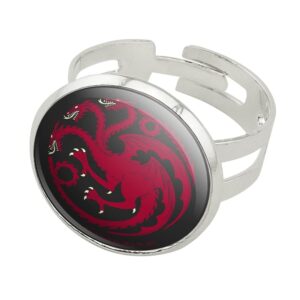 GRAPHICS & MORE Game of Thrones Targaryen Sigil Silver Plated Adjustable Novelty Ring