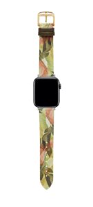 ted baker green & nude floral print leather strap for apple watch® (model: bks42f104b0)