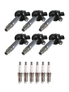 ena set of 6 ignition coil pack and platinum spark plug compatible with ford lincoln mazda mercury edge flex fusion taurus mks mkt mkx mkz 6 cx9 sable 3.5l 3.7l v6 replacement for uf553 sp411