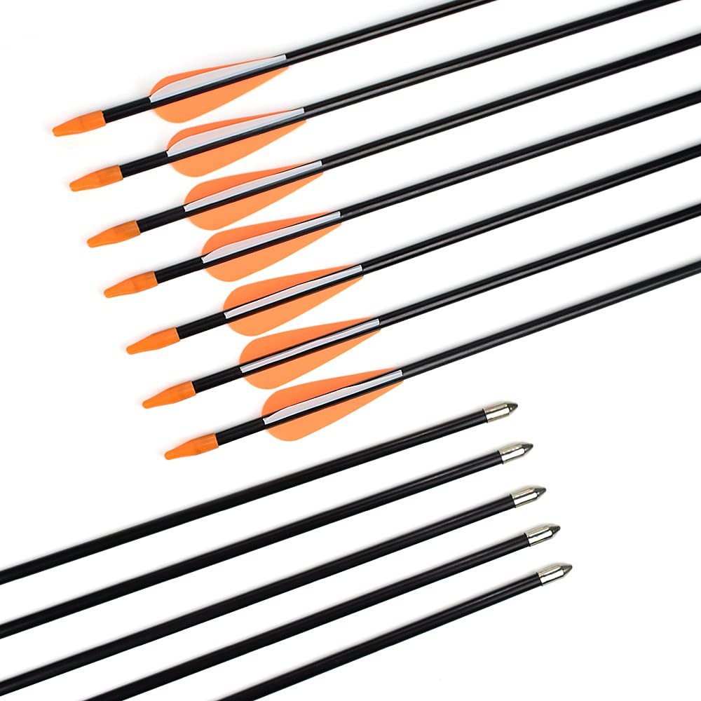 Fiberglass Practice Arrows Archery 24 Inch Target Shooting Safetyglass Recurve Bows Suitable for Youth Children Woman Beginner 6PCS