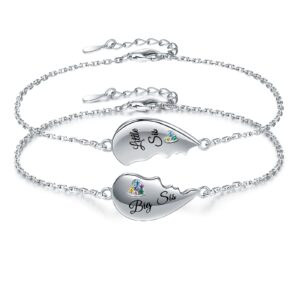 925sterlingsilver sister bracelet set for 2 plated white gold half heart friendship bracelets for two,embellished with zirconia broken heart matching bracelets 2 pcs sets jewelry gift for best