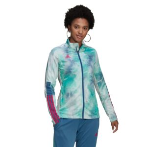 adidas Women's Regular Tiro Jacket, Altered Blue/Mint Rush/White, Small