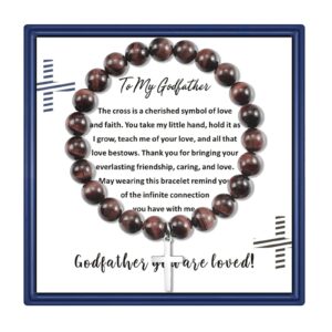 partner godfather gifts from godchild godfather baptism gifts cross charm bracelet godfather stone beads bracelet (tiger eye stone beads godfather bracelet)