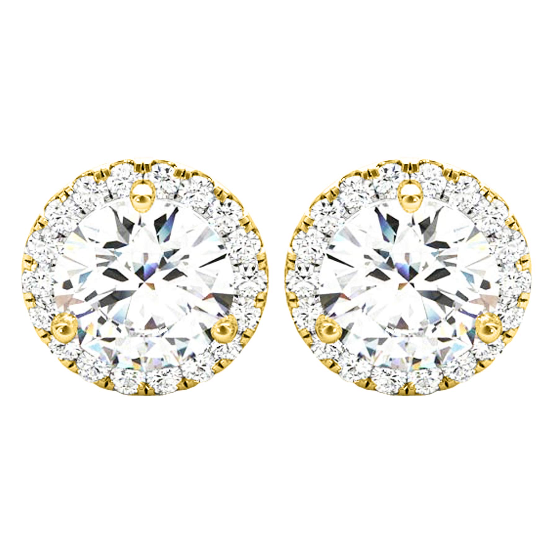 Houston Diamond District 2 Carat (ctw) Round Halo Diamond Earrings Value Collection 14K Yellow Gold - 2.00