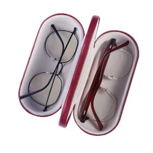 classic 2 in 1 glasses case, pu leather hard shell eyeglasses case (red)