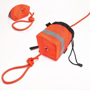 MOPHOEXII Water Rescue Throw Rope Bag with 50/100 feet of 5/16" Floating Life Line and Integrated Whistle Clip for Kayaking, Boating and Rafting, High Visibility Safety Boating Equipment(Orange, 100)