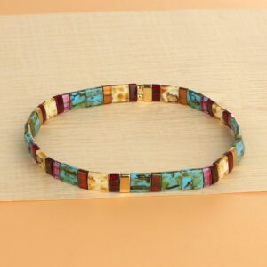 KELITCH Fashion Tila Miyuki Beaded Bracelet Colorful Elastic Stretch Bracelets Women Friendship Bracelets Birthday Presents (2D)