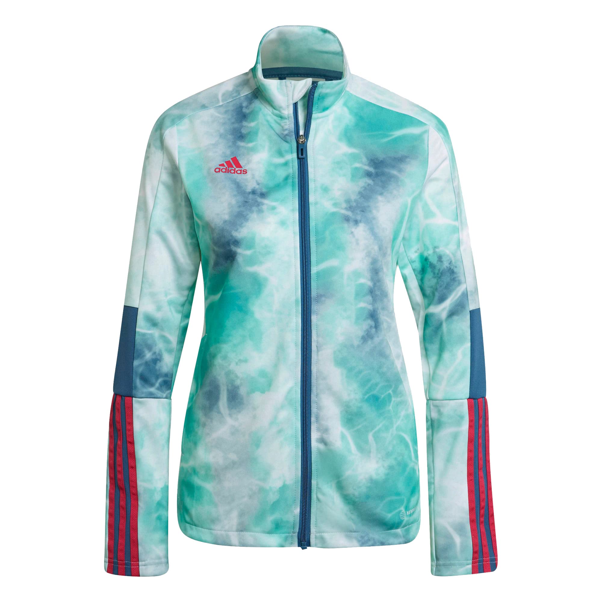 adidas Women's Regular Tiro Jacket, Altered Blue/Mint Rush/White, Small