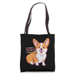 easily distracted by corgis tote bag