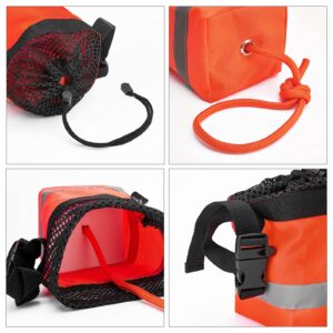 MOPHOEXII Water Rescue Throw Rope Bag with 50/100 feet of 5/16" Floating Life Line and Integrated Whistle Clip for Kayaking, Boating and Rafting, High Visibility Safety Boating Equipment(Orange, 100)