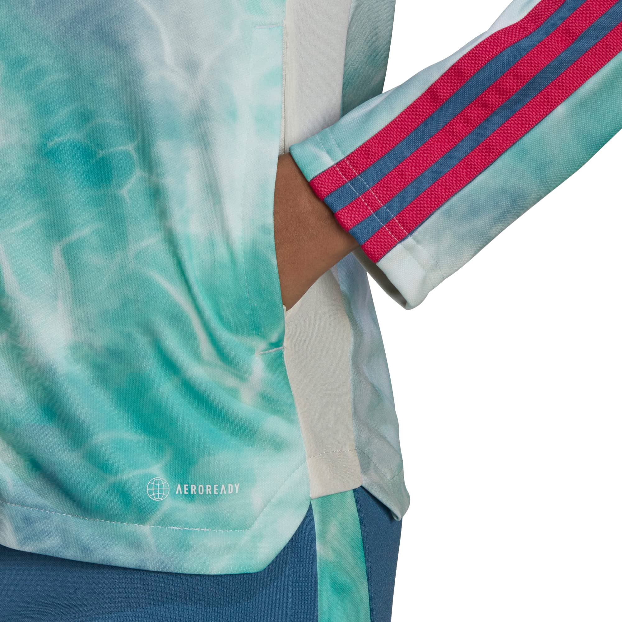 adidas Women's Regular Tiro Jacket, Altered Blue/Mint Rush/White, Small