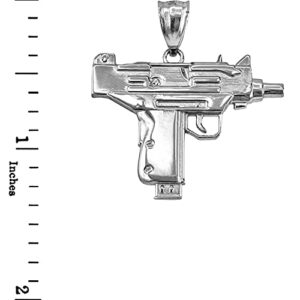 LA BLINGZ Sterling Silver Submachine Gun Pendant