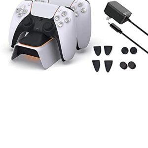 PS5 Controller Accessories, PS5 Controller Charger Station with AC Adapter, PS5 Thumb Grips and Trigger Extenders