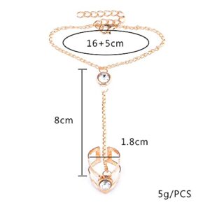 INENIMARTJ Gold Hand Chain Bracelet for Women Ring Bracelet Hand Chain Butterfly Crystal Finger Chain Bracelet Rhinestone Hand Chain Ring Bracelets Boho Slave Bracelet Hand Jewelry (A)