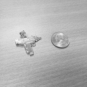 LA BLINGZ Sterling Silver Submachine Gun Pendant